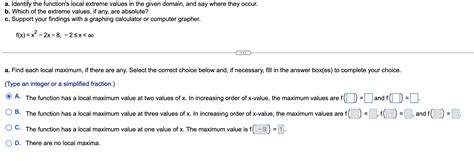 Solved A Identify The Functions Local Extreme Values In