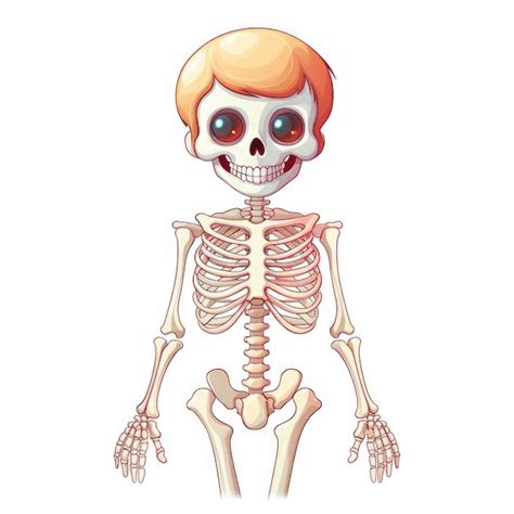 Premium Ai Image Cute And Cartoonish A Delightful Detailed Human Skeleton On A White Background