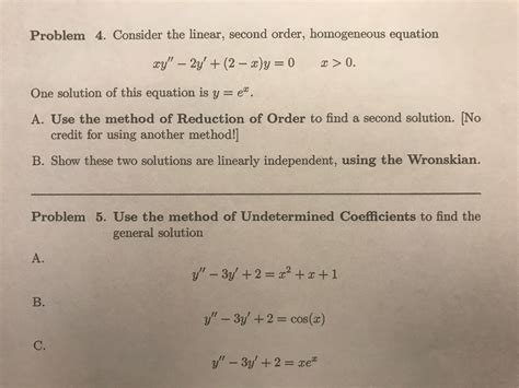 Solved Problem 4 Consider The Linear Second Order