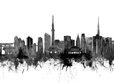 Tokyo Skyline Bw Digital Art By Bekim M Fine Art America