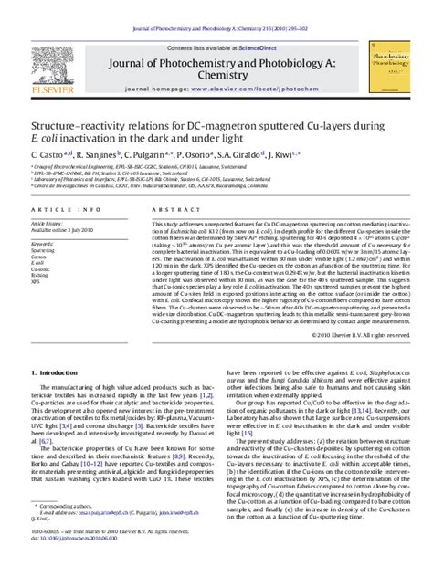Pdf Structure Reactivity Relations For Dc Magnetron Sputtered Cu