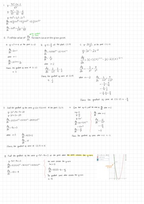 Solution A Level Cie Pure Mathematics 1 Differentiation Exercises