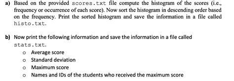 solved a based on the provided scores txt file compute the