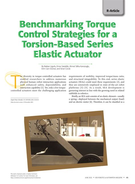 Pdf Benchmarking Torque Control Strategies For A Torsion Based Series