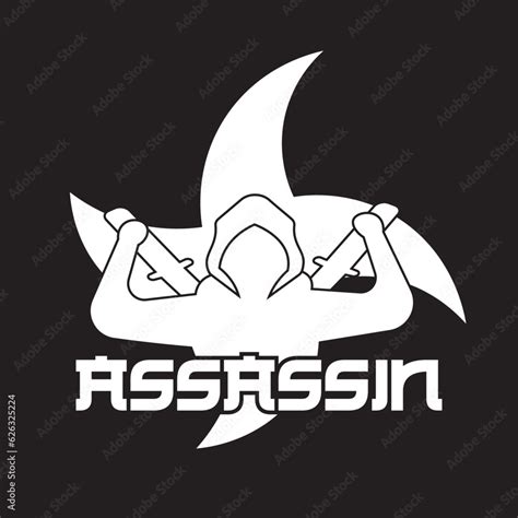 Assassin Vector Design Illustration With Ninja Holding Sword And Shuriken In Silhouette Style