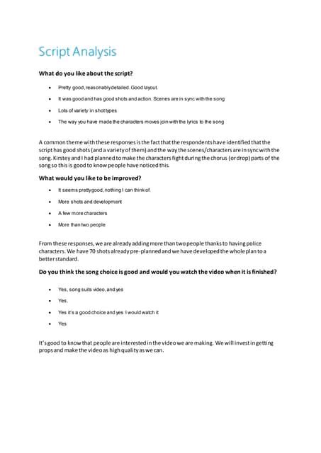 Script Response Analysis Docx Musicals Genres