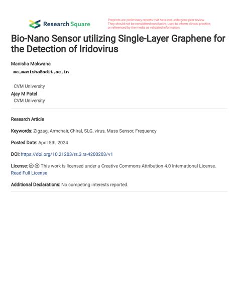 pdf bio nano sensor utilizing single layer graphene for the detection