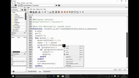 Metropolis Algorithm And The 1d Oscillator Matlab Youtube
