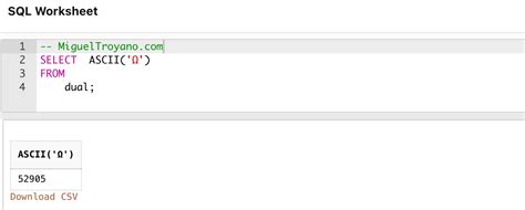 Función Ascii En Oracle
