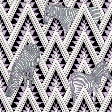 줄무늬 얼룩말은 배경의 날카로운 기하학적 삼각형 아르데코 모양과 유기적인 대조를 이룹니다 이음새가 없는 패턴 글로벌 색상 변경하기 쉽습니다 사진 Unsplash의