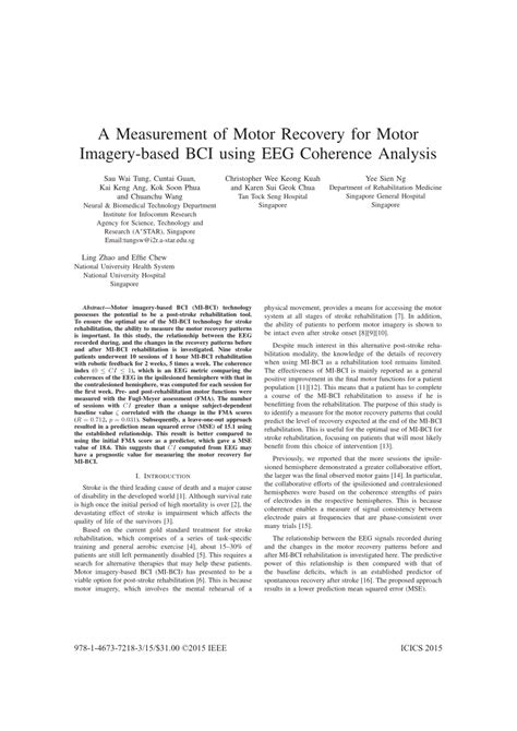Pdf A Measurement Of Motor Recovery For Motor Imagery Based Bci Using