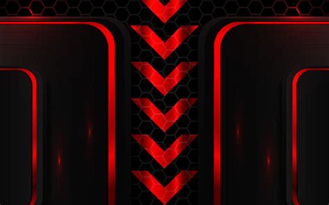 육각형 모양 구성에 빨간색과 검은 색 금속 질감추상 기술 배경 미래지향적인 라이트 벡터 그래픽 레이아웃 디자인 템플릿 3차원 형태에 대한 스톡 벡터 아트 및 기타 이미지