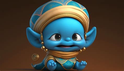 Premium Ai Image Cute Cartoon Genie Character Generative Ai
