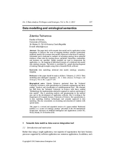 Pdf Data Modelling And Ontological Semantics