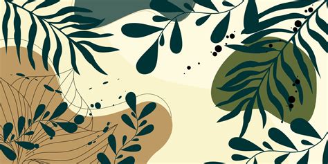 Abstract Wall Decor Design With Hand Drawn Leaf Pattern Aesthetic Background 11189962 Vector