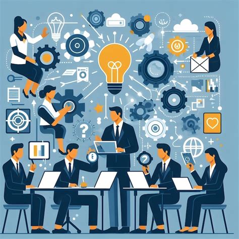 Flat Design As Business Team Collaborating On A Digital Transformation Project Concept As A