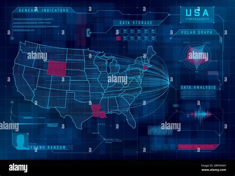 Hud Map Of The Usa Set Of Hud Callout Design Elements Cyberattack