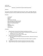 CHM 201 Lab I Docx 02 07 2019 Chemistry 201 F1 Laboratory I Introduction To Experimental
