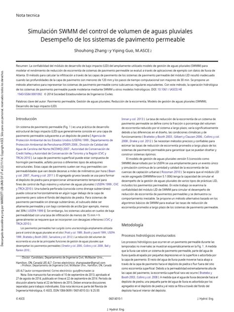Swmm Simulation Of The Storm Water Volumen Control Performance Of