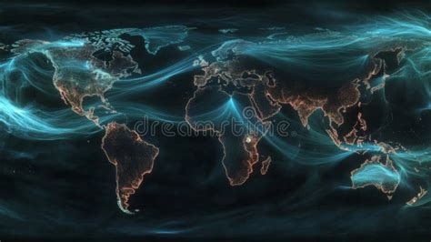 Abstract World Map With Glowing Network Connections Stock Illustration Illustration Of Planet