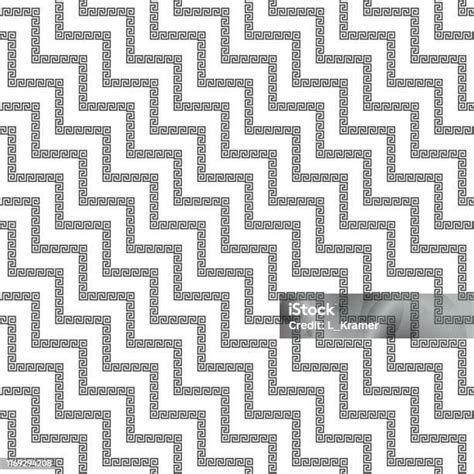 대각선 지그재그 그리스 어 사행 체인 매끄러운 패턴 흑백 배경 바로크 실크 섬유 프린트 바틱 패션 장식품 벽지 포장지 기하