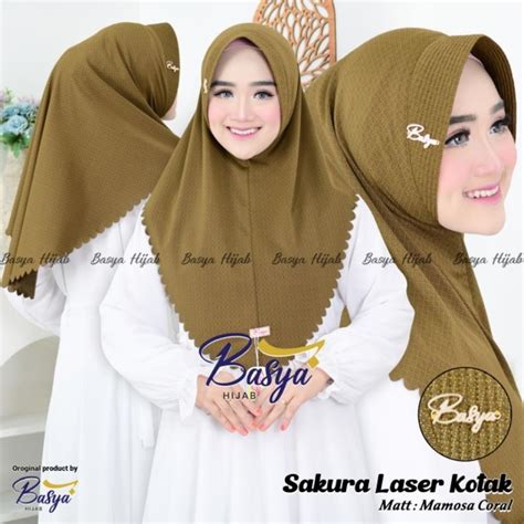 Jual Basya Hijab Bergo Sakura Laser Kotak Original Basya Hijab