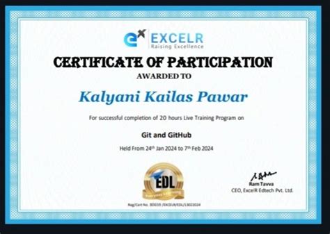 Kalyani Pawar On Linkedin Git Github Excelr