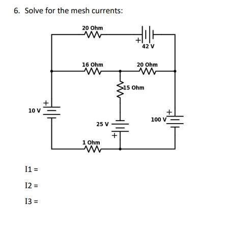 Solved Solve For The Mesh Currents Chegg