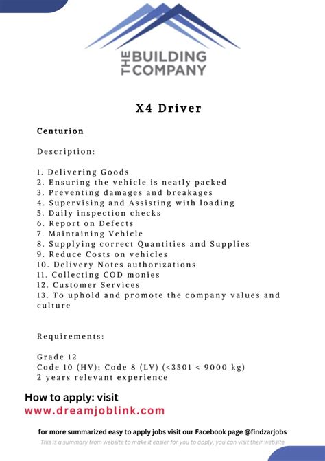 Find Sa Jobs On Linkedin New X4 Driver Location Centurion Matric Needed Click Below To…