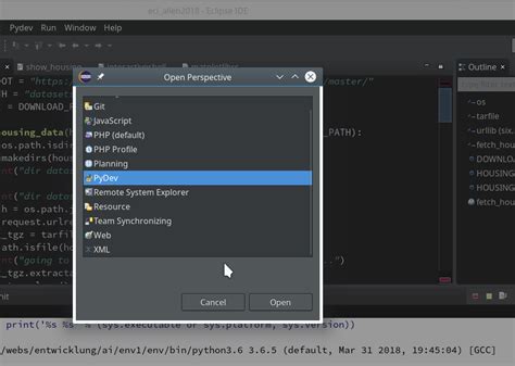 eclipse pydev virtualenv and graphical output of matplotlib on kde