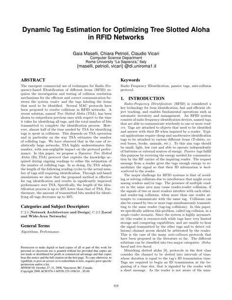 Pdf Dynamic Tag Estimation For Optimizing Tree Slotted Aloha In Rfid Networks