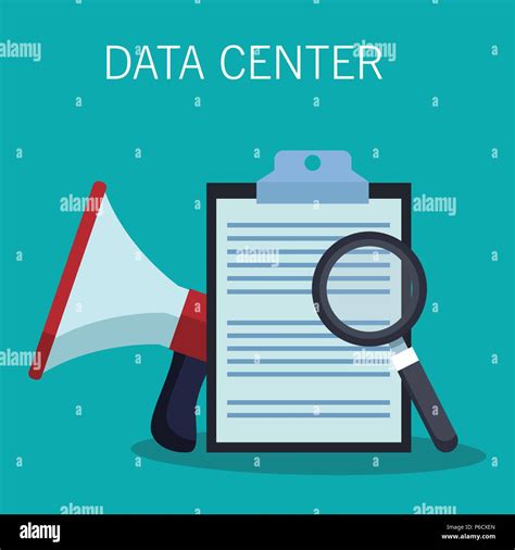 Data Center Technology Clipboard And Bullhorn Vector Illustration Graphic Design Stock Vector