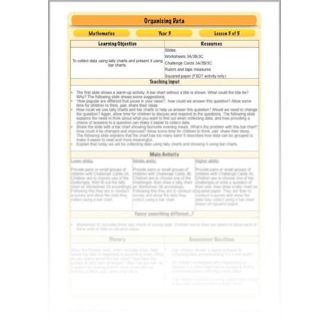 Year 3 Statistics Organising Data Planbee Maths Lesson