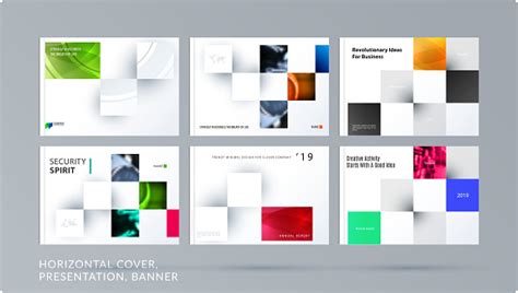 다채로운 사각형 그림자 디자인 프레 젠 테이 션 서식 파일 광장 현대 수평 배너의 추상적인 벡터 세트 0명에 대한 스톡 벡터