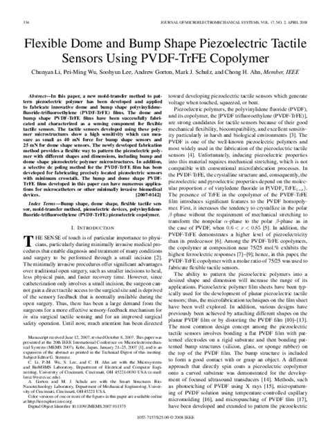 pdf flexible dome and bump shape piezoelectric tactile sensors using