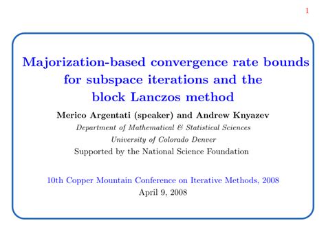 Pdf Majorization Based Convergence Rate Bounds For Subspace