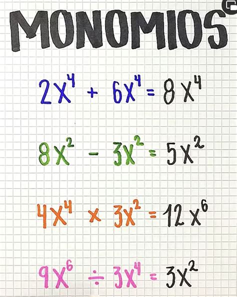 Monomios Qué Son Y Ejemplos