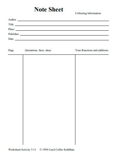 Free 10 Note Sheet Samples In Pdf