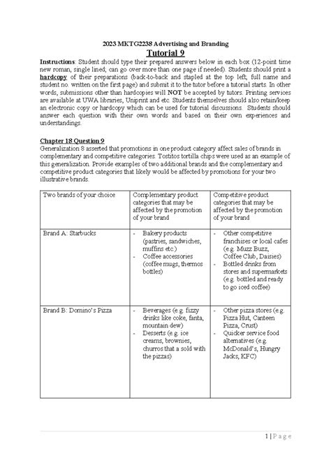 ad tute 9 tutorial work week 9 2023 mktg2238 advertising and