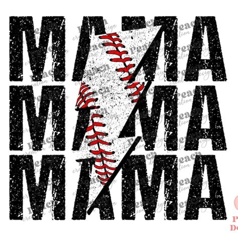Baseball Mom Lightning Bolt Png Etsy