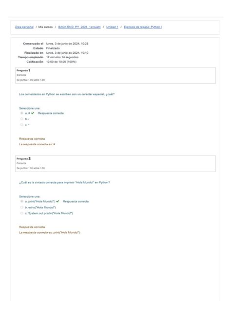ejercicio de repaso python i revisión del intento pdf python
