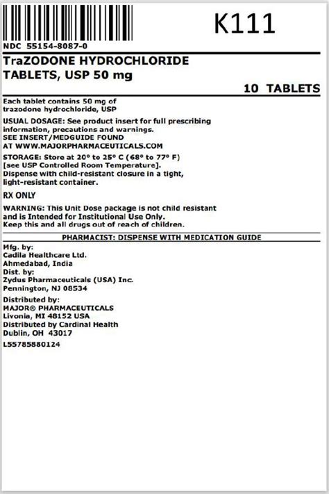 Trazodone Package Insert