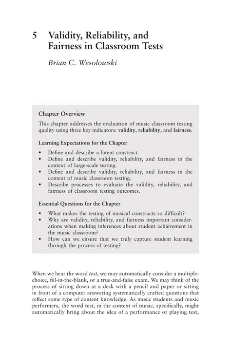 Pdf Validity Reliability And Fairness In Classroom Tests