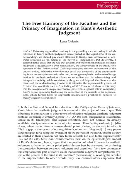 Imag In Aesthetic Judgment Download Free Pdf Immanuel Kant Concept