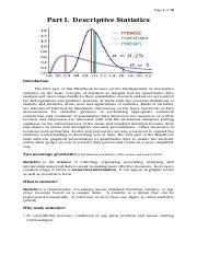 Part I Of Lecture Notes On Descriptive Statistics Docx Page Of Part I Descriptive