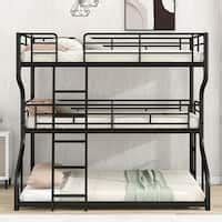 Full Xl Over Twin Xl Over Metal Queen Size Triple Bunk Bed With Long