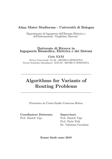 Pdf Algorithms For Variants Of Routing Problems