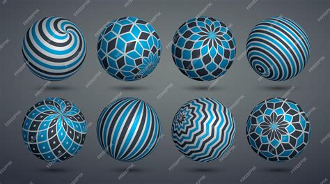Premium Vector Realistic Decorated Spheres Vector Illustrations Set Abstract Beautiful Balls