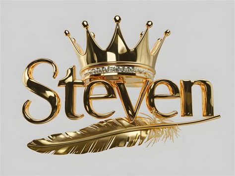 Premium Vector Steven Name Logo Design Steven Name In Elegant Font Gold Crown With Feather