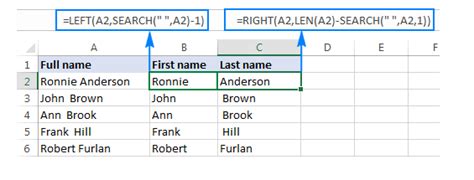 Split Splitting Names Given In Single Cells Without Using Text To Column Excel Stack Overflow